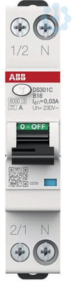 ABB FI/LS-Schalter 6kA, 1P+N, Typ A, B16 DS301CA-B16/0,03 2CSR255163R1165 - hiplo24.de