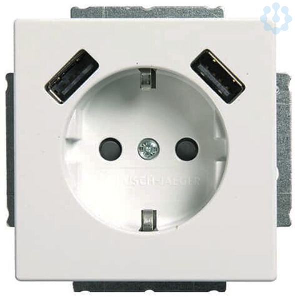 BJ Schuko Steckdose mit 2x USB Typ A Anschluß Berührungsschutz ...