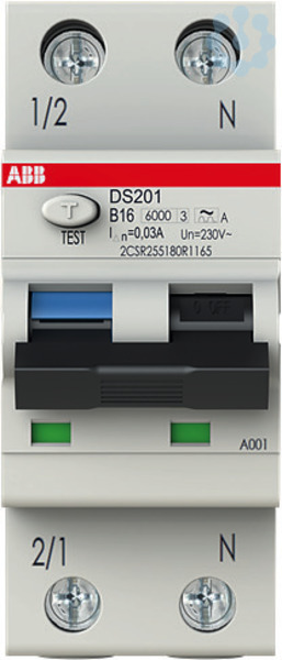 ABB FI/LS-Schutzschalter DS201A-B16/0,03 B16 2-Polig 30mA 6kA - hiplo24.de
