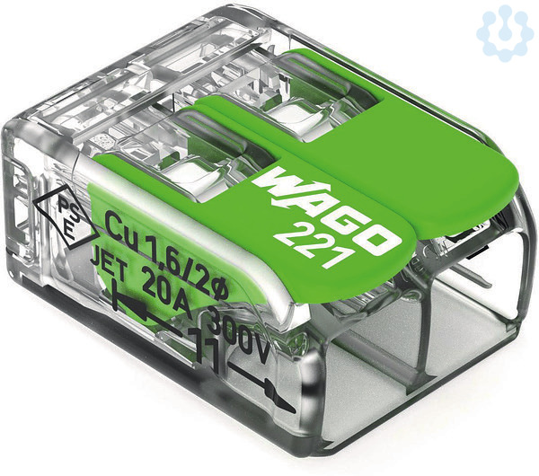 WAGO Verbindungsklemme 2x4qmm mit Hebeln transparent 221-422 - hiplo24.de