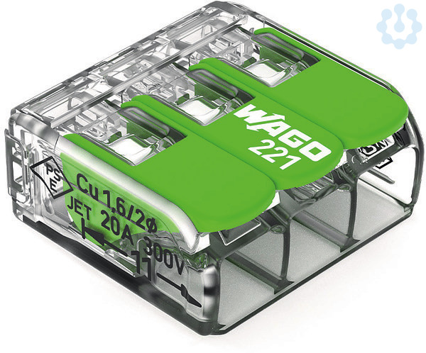WAGO Verbindungsklemme 3x4qmm mit Hebeln transparent 221-423 - hiplo24.de